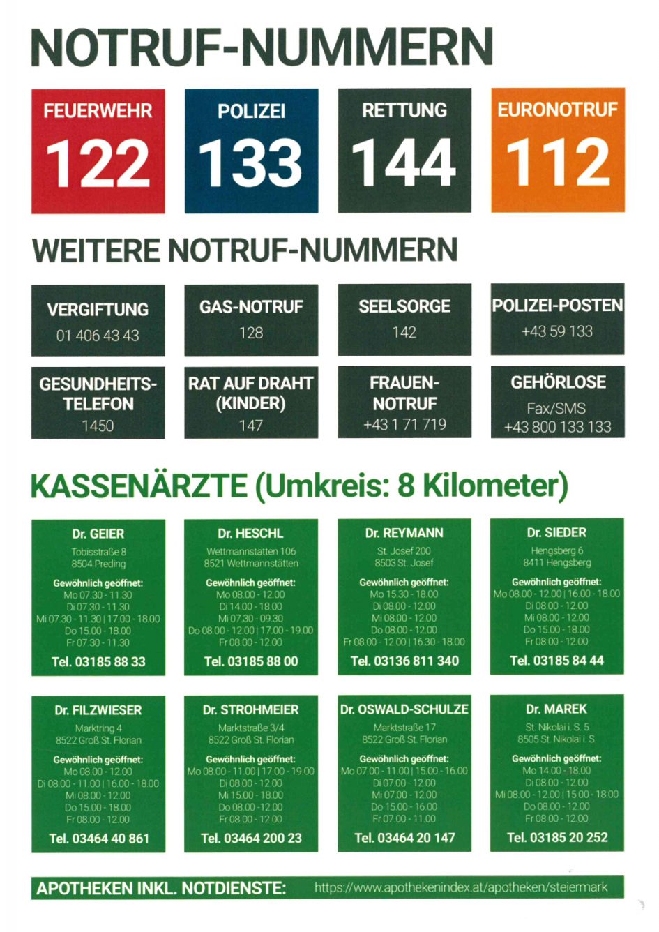 NOTFALL-FLYER – Marktgemeinde Preding